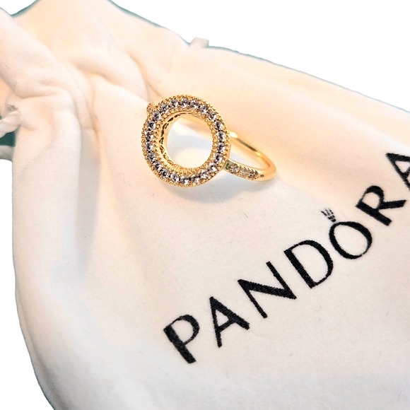 Pandora | Jewelry | Pandora 4k Gold Hearts Of Pandora Halo Ring Open ...